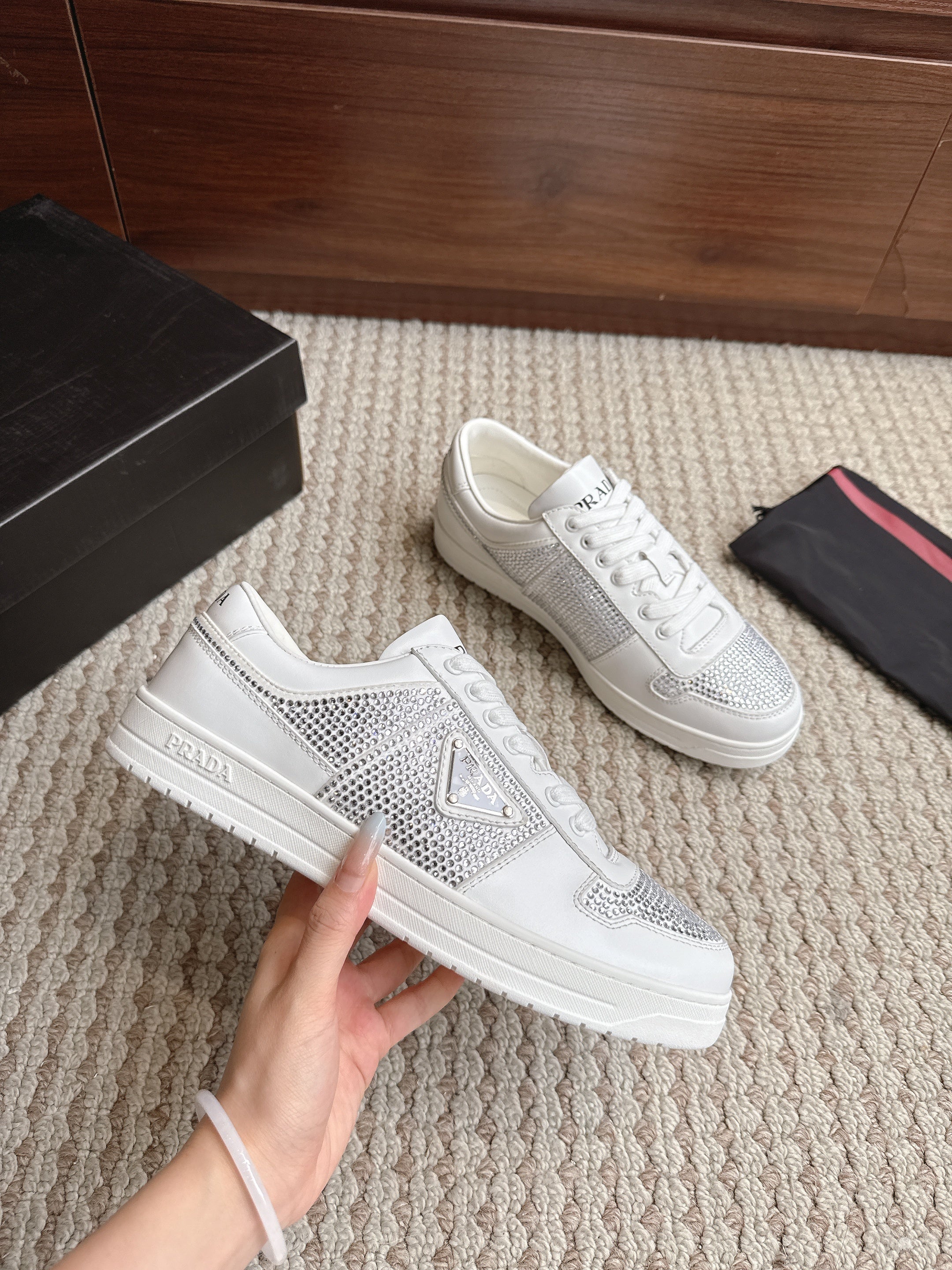 Prada Downtown Leather White Diamond – 21Dripzz